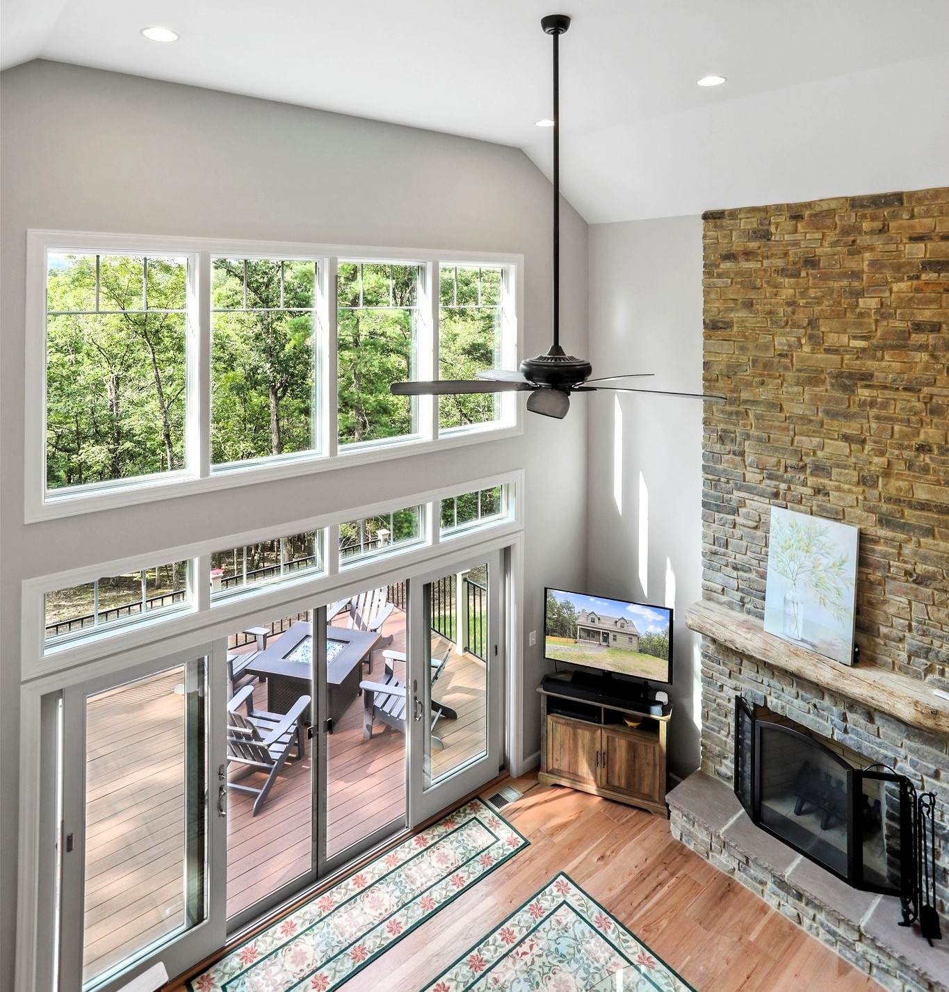 Cape Cod living room and deck built by Mt. Tabor - Mt Tabor Builders